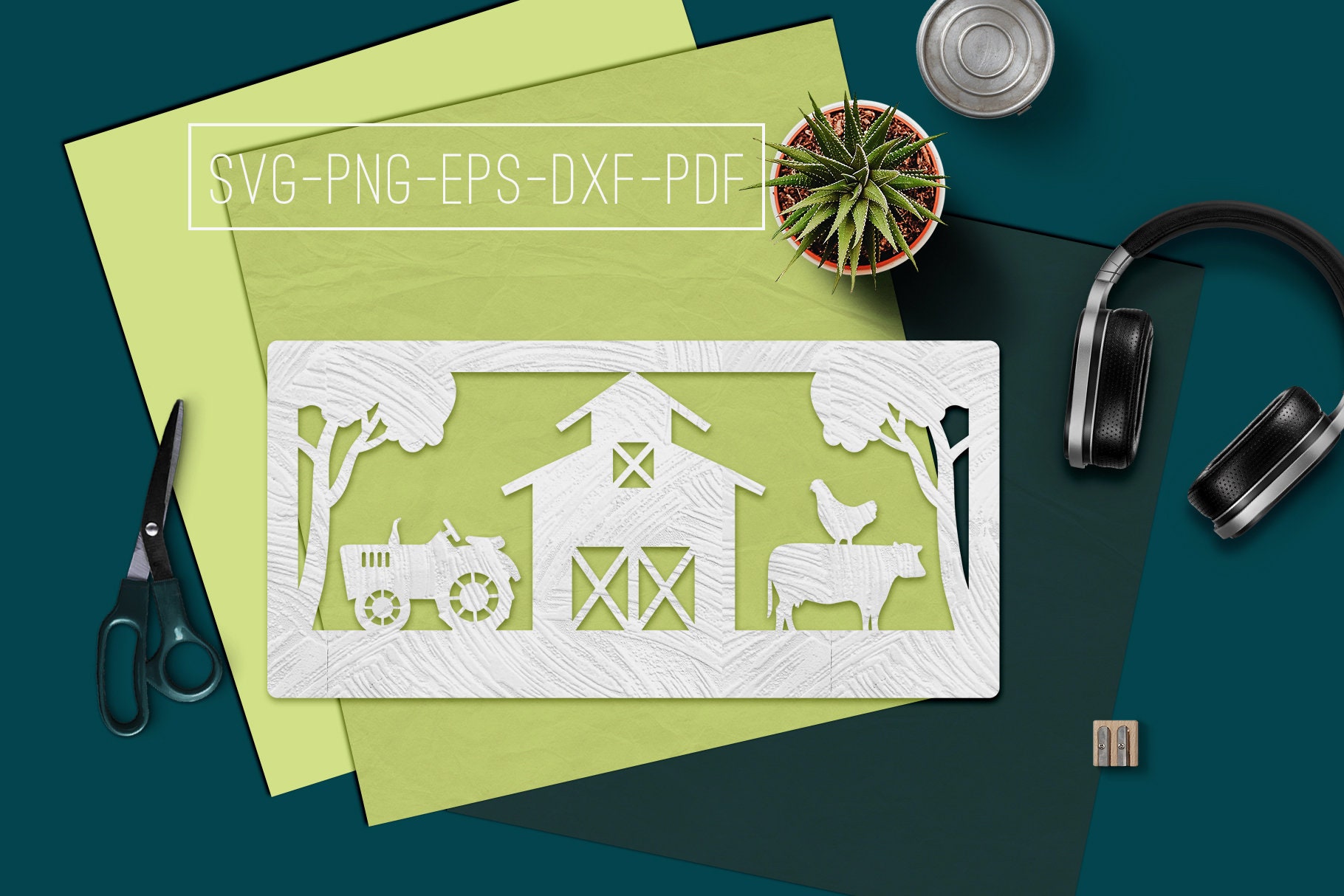 Customizable Farm Papercut Template, Laser Cut, Country Svg, Door ...