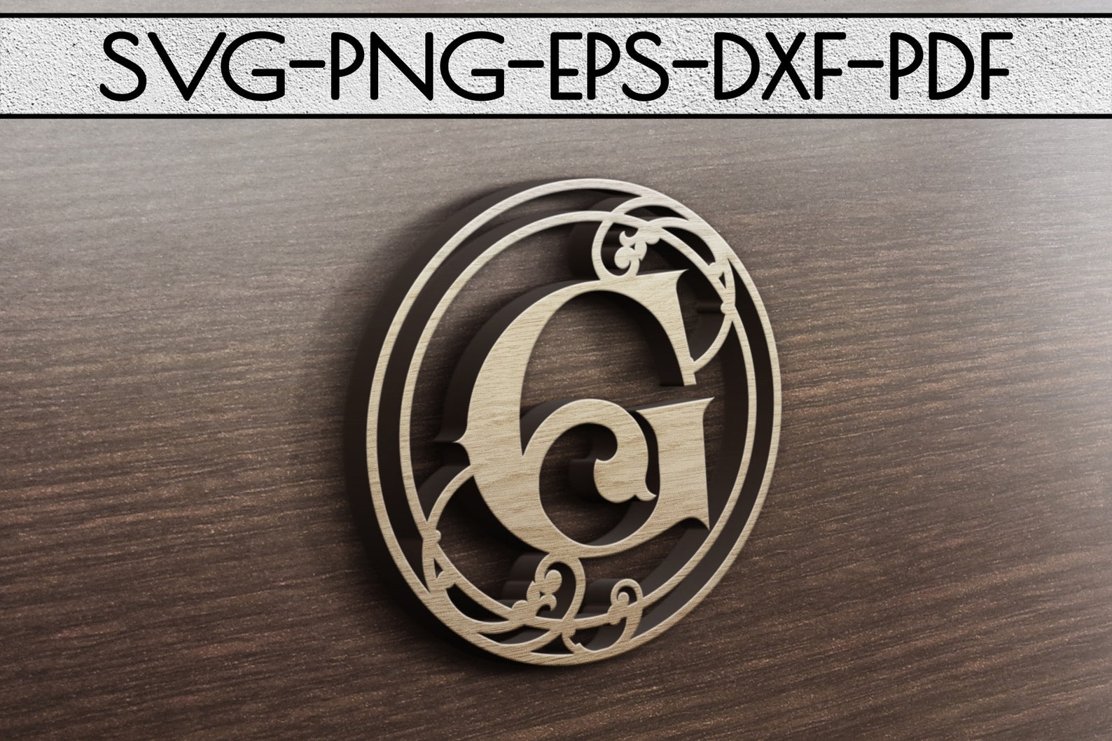 Monogram G Papercut Template Vinyl Laser Cut Circle Frame - Etsy