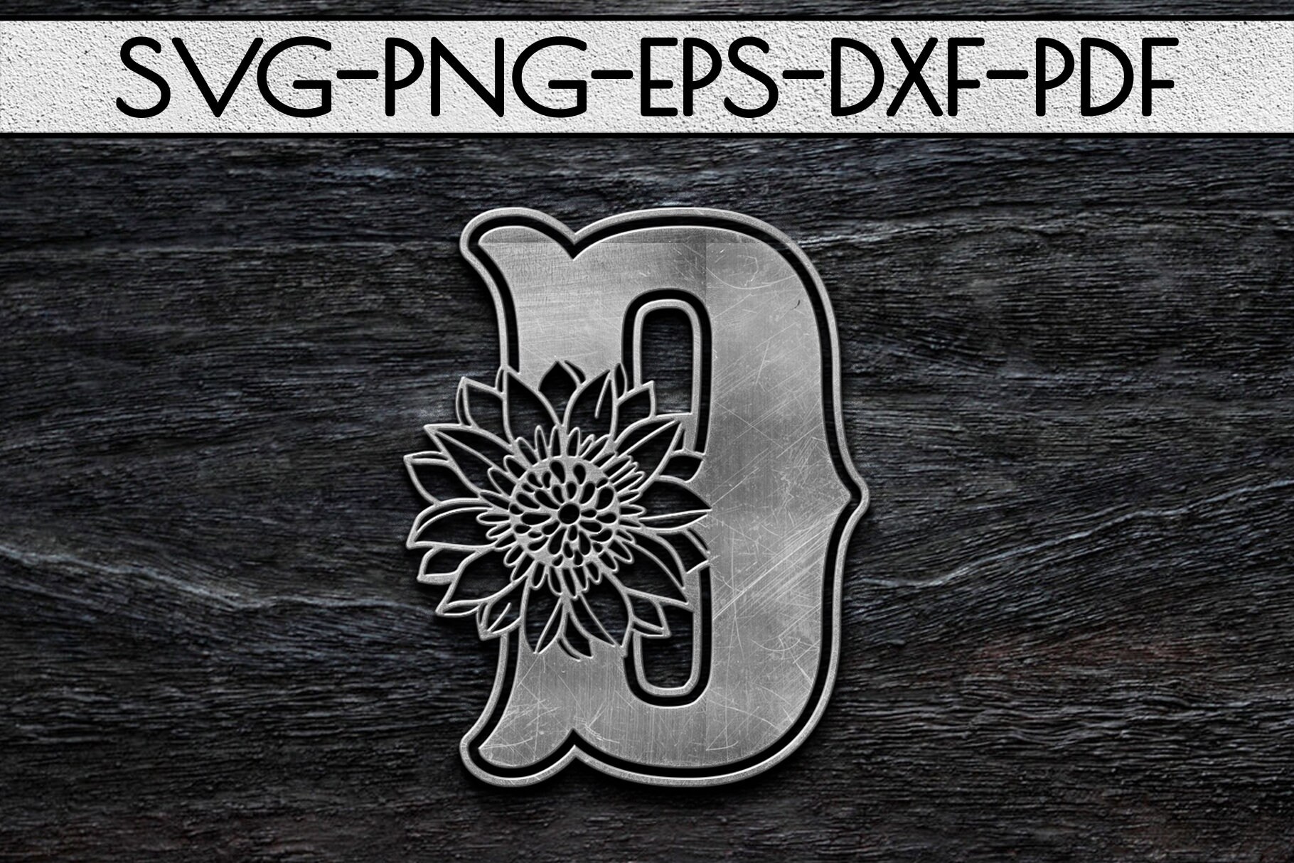 Sunflower Font D Papercut Template Laser Cut Gift Ideas | Etsy