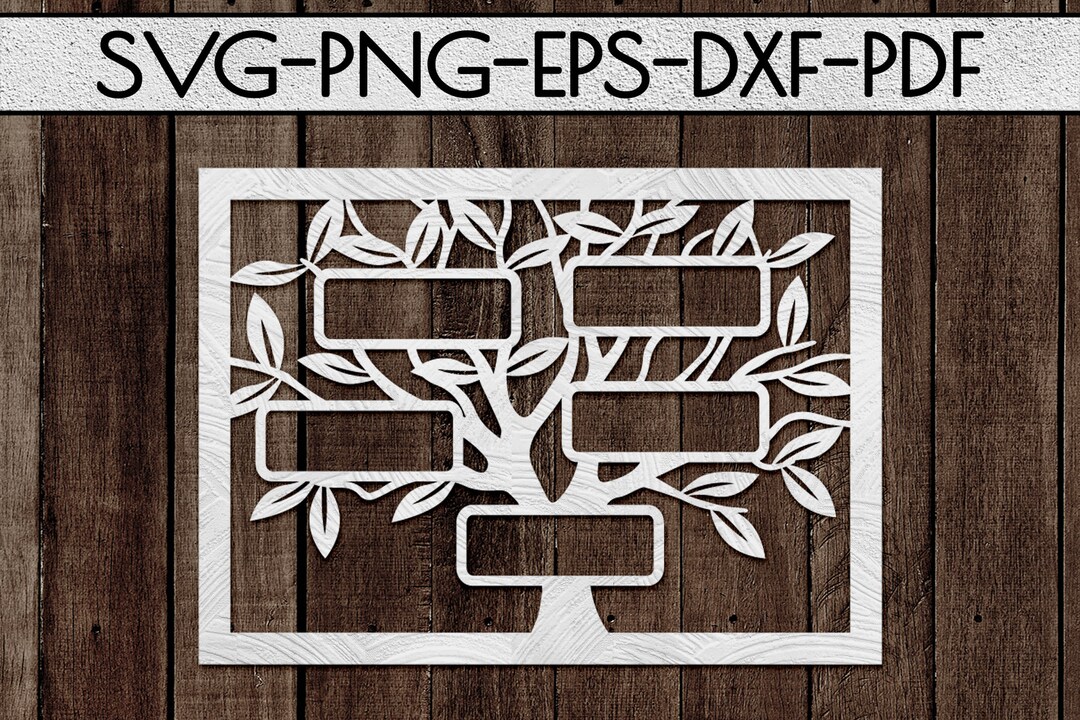 Customizable Family Tree 5 Names Papercut Template, Laser Cut, Family ...