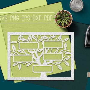 Customizable Family Tree 5 Names Papercut Template, Laser Cut, Family ...