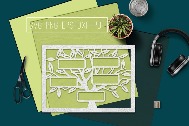 Customizable Family Tree 5 Names Papercut Template Laser Cut | Etsy