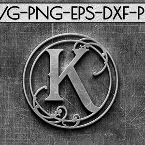 Monogram K Papercut Template, Vinyl Laser Cut, Circle Frame Monogram ...