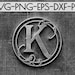 Monogram K Papercut Template, Vinyl Laser Cut, Circle Frame Monogram ...