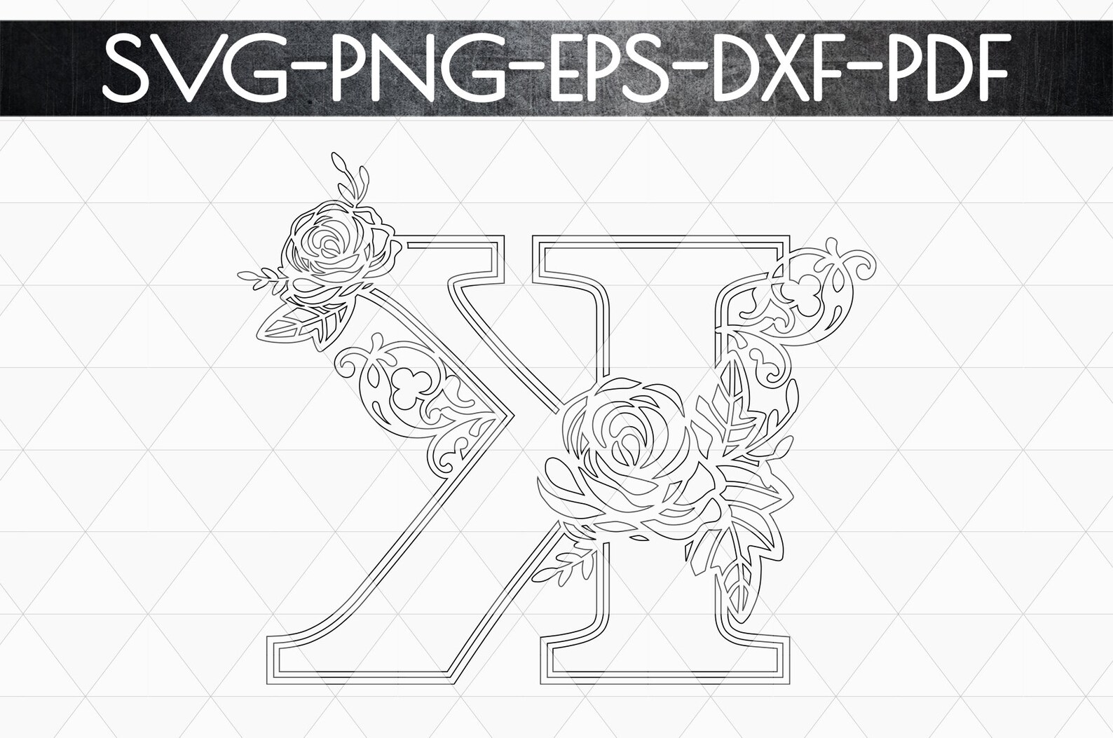 Floral Font K Paper Cut Template, Laser Cut, Wedding Day Gift Ideas ...