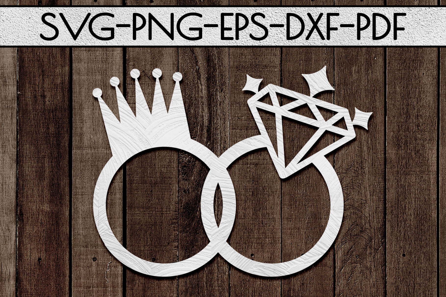 Wedding Ring Papercut Template Svg File, Cake Topper Design, Engagement ...