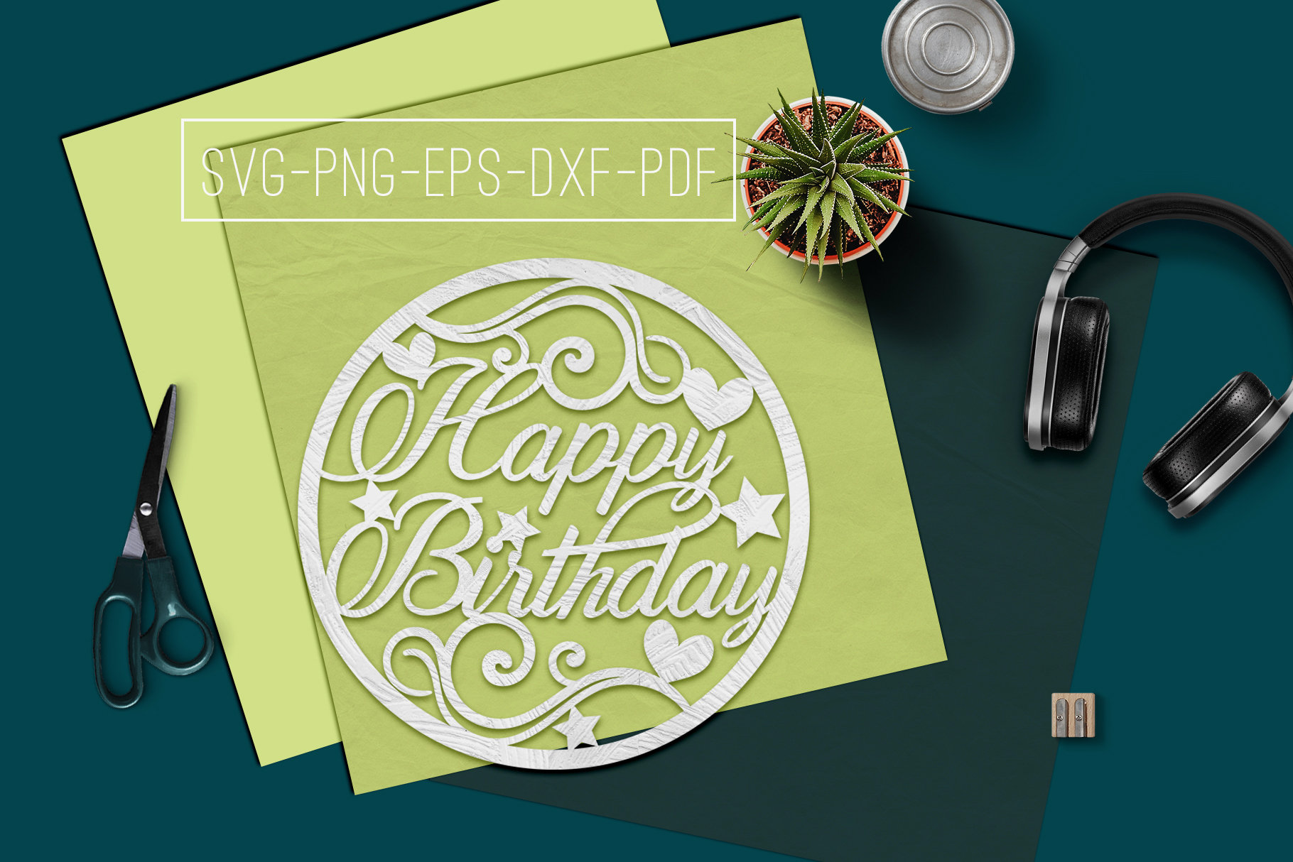 Happy birthday papercut template svg file birthday clipart | Etsy