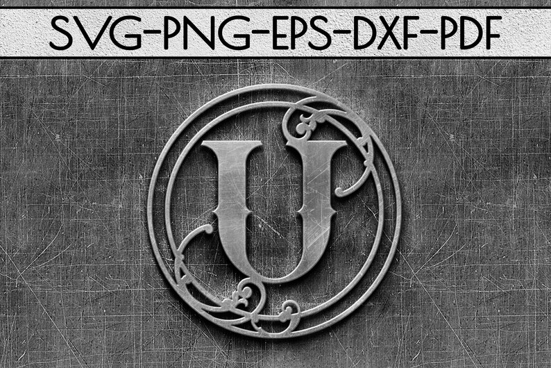 Monogram U Papercut Template Vinyl Laser Cut Elegant Circle | Etsy