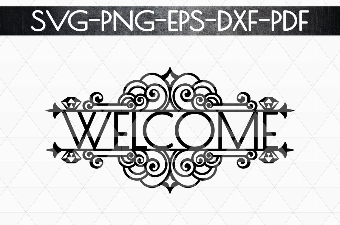 Welcome Papercut Cutting Template, Vintage Sign Svg, Door Hanger Cut ...