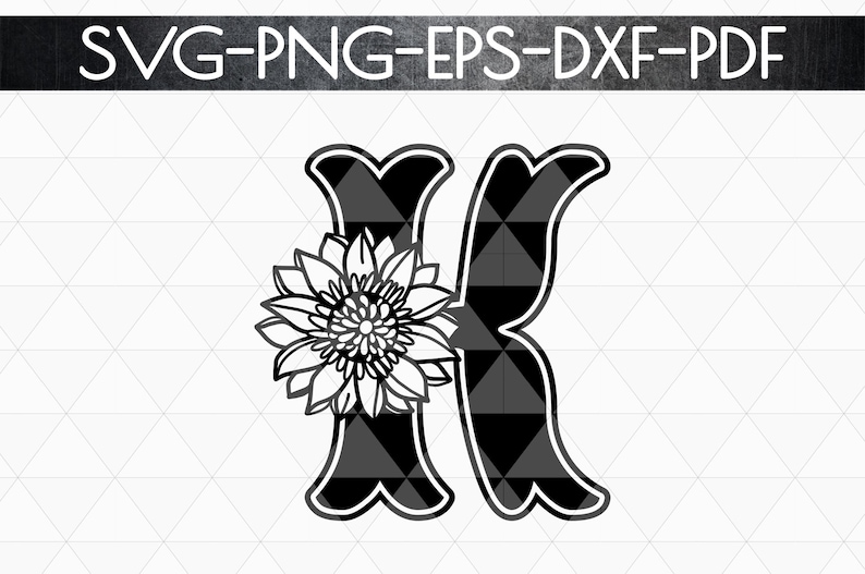 Sunflower Font K Papercut Template Laser Cut Gift Ideas - Etsy