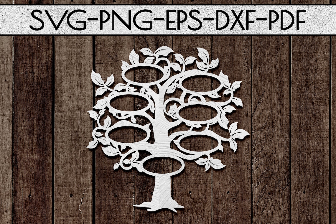Customizable family tree papercut template laser cut family | Etsy