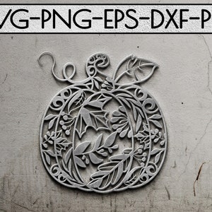 Autumn Pumpkin Papercut Template Svg File, Fall Leaves Svg, Harvest ...
