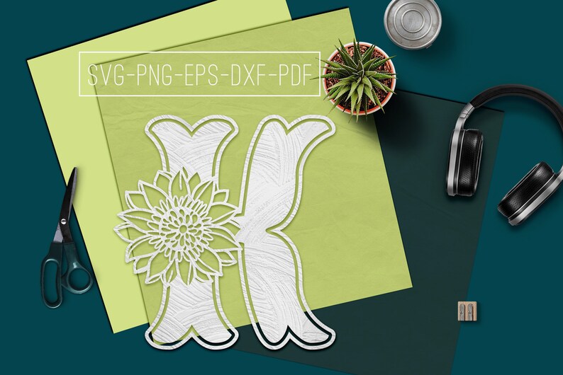 Sunflower Font K Papercut Template Laser Cut Gift Ideas - Etsy