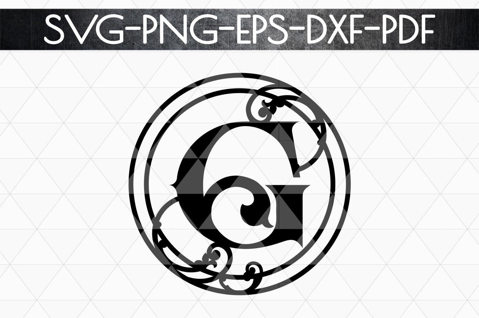 Monogram G Papercut Template Vinyl Laser Cut Circle Frame - Etsy
