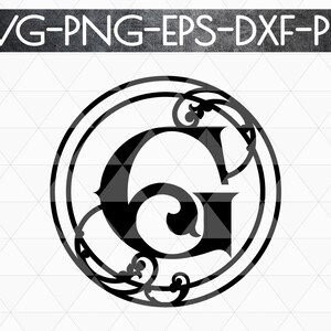 Monogram G Papercut Template, Vinyl Laser Cut, Circle Frame Monogram ...