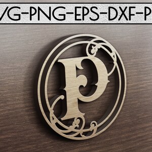 Monogram P Papercut Template, Vinyl Laser Cut, Elegant Circle Frame ...