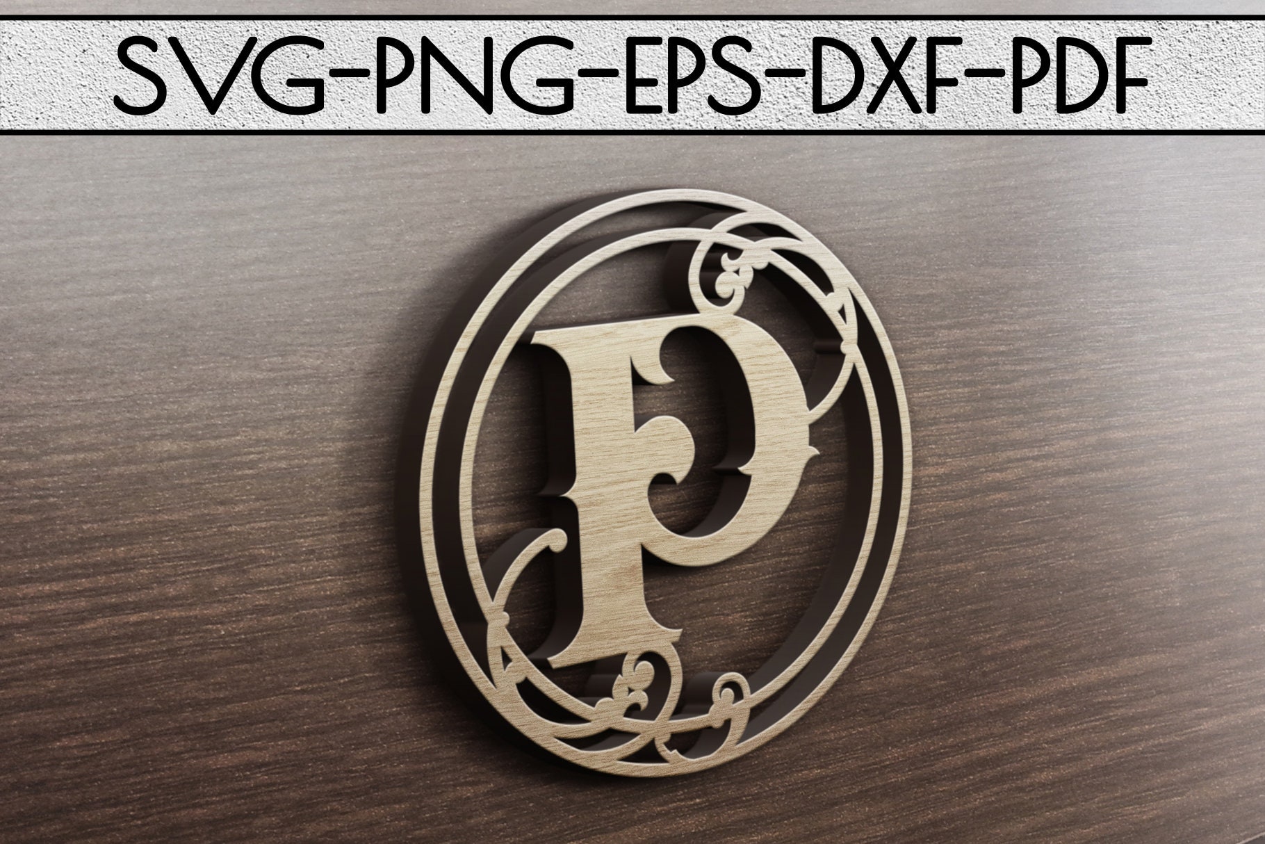 Monogram p papercut template vinyl laser cut elegant circle | Etsy