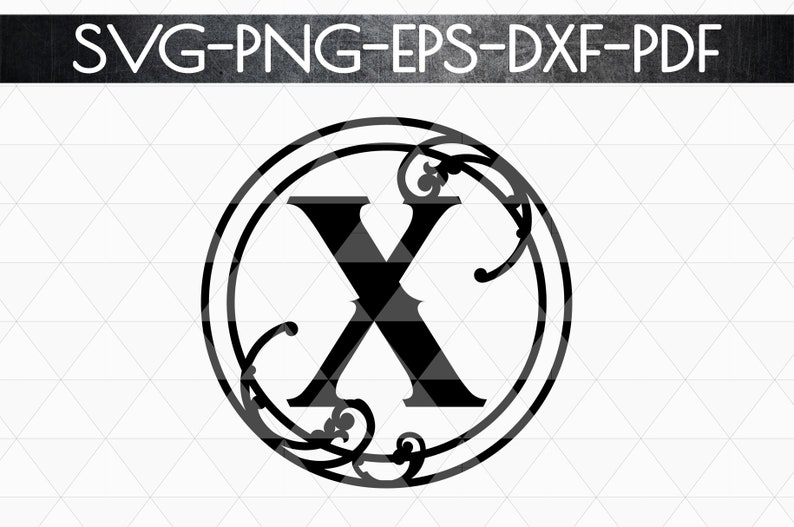 Monogram X Papercut Template Vinyl Laser Cut Elegant Circle | Etsy