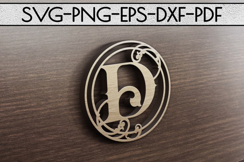 Monogram D Papercut Template Laser Cut Circle Frame - Etsy