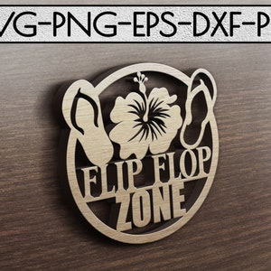 Flip Flop Zone Papercut Template Svg File, Beach House Decor, Wood Sign ...