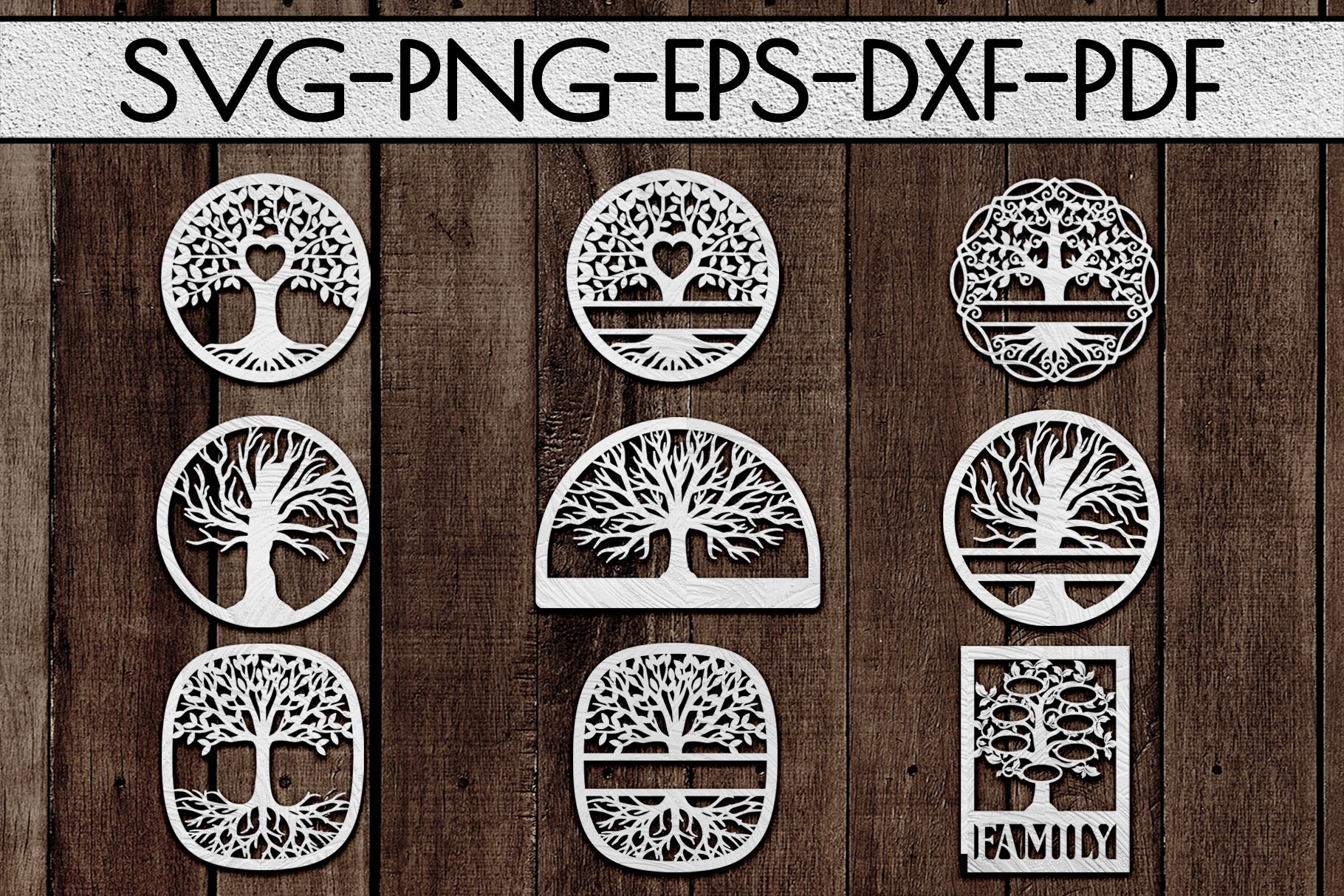 9 Tree Of Life Papercut Bundle Templates Cutting File Vinyl | Etsy