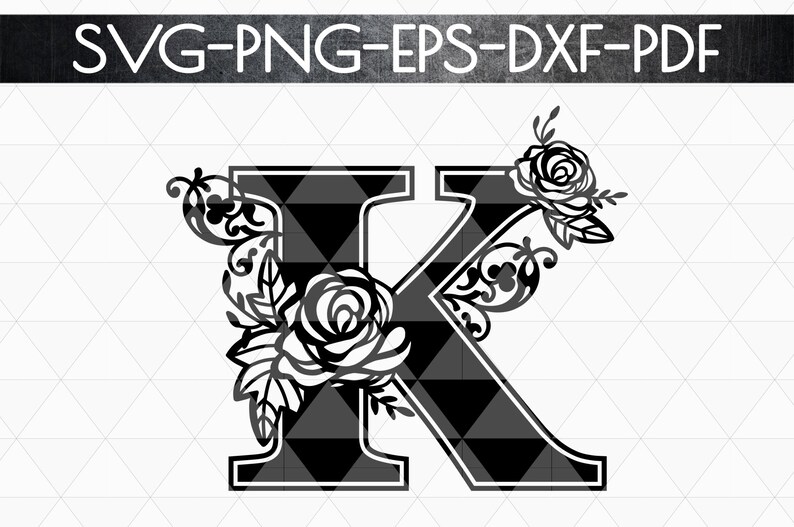 Floral Font K Paper Cut Template Laser Cut Wedding Day Gift - Etsy