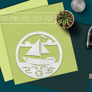 Sailing Boat Papercut Template Svg File, Beach House Decor, Summer Svg ...