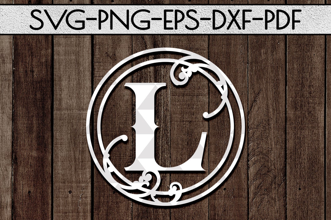 Monogram L Papercut Template, Vinyl Laser Cut, Circle Frame Monogram ...