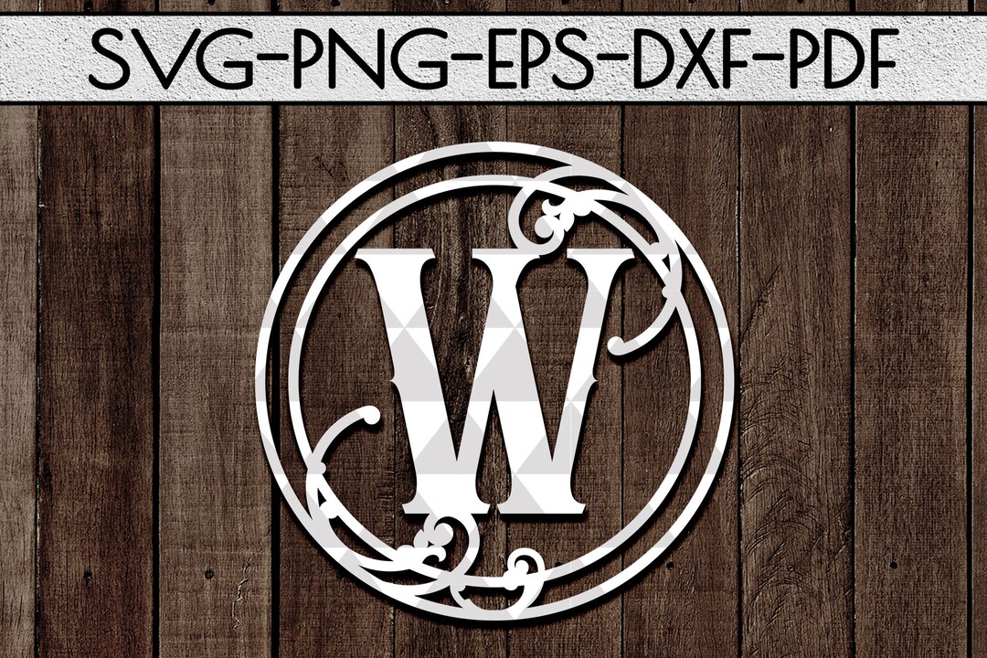 Monogram W Papercut Template, Vinyl Laser Cut, Elegant Circle Frame ...
