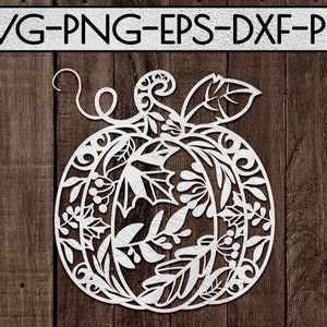 Autumn Pumpkin Papercut Template Svg File, Fall Leaves Svg, Harvest ...