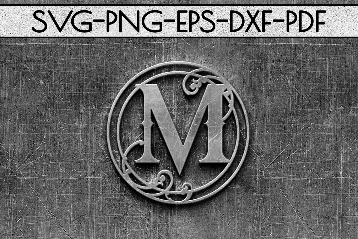 Monogram M Papercut Template Vinyl Laser Cut Elegant Circle | Etsy