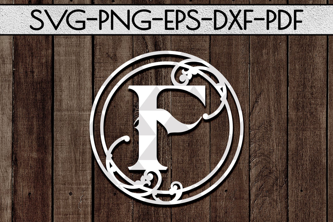 Monogram F Papercut Template Vinyl Laser Cut Circle Frame - Etsy