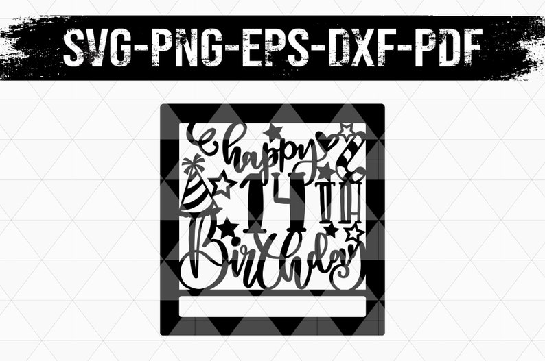 14th Birthday Papercut Cutting Template, Birthday Wishes, Birthday Card ...