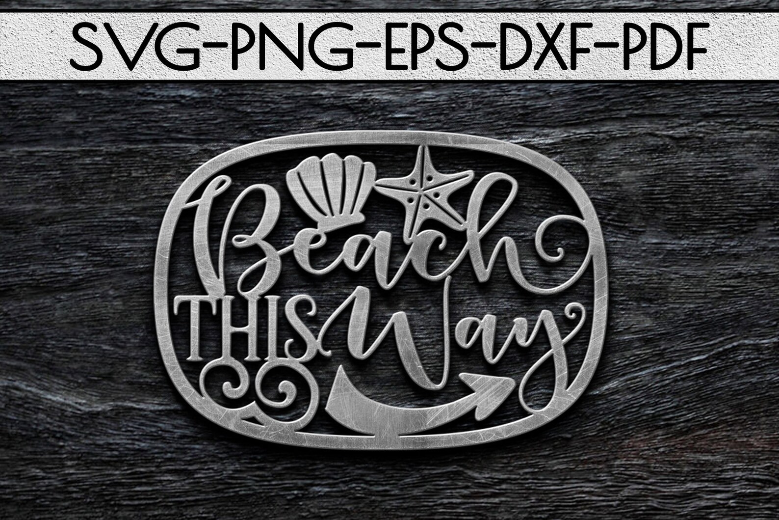 Beach this way paper cut template svg file beach house decor | Etsy