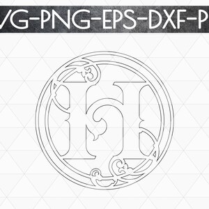 Monogram H Papercut Template, Vinyl Laser Cut, Circle Frame Monogram ...