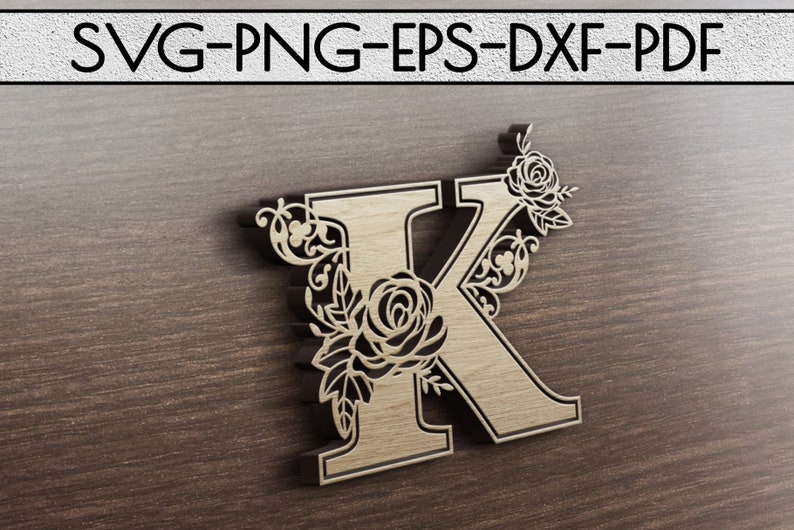Floral Font K Paper Cut Template Laser Cut Wedding Day Gift - Etsy