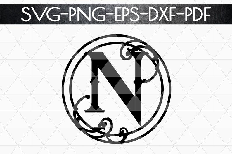 Monogram N Papercut Template Vinyl Laser Cut Elegant Circle | Etsy
