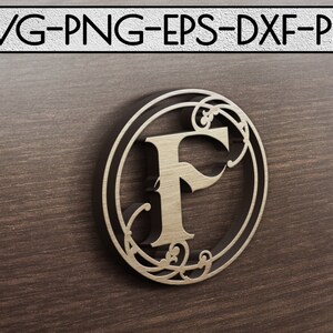 Monogram F Papercut Template, Vinyl Laser Cut, Circle Frame Monogram ...