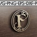 Monogram F Papercut Template Vinyl Laser Cut Circle Frame - Etsy