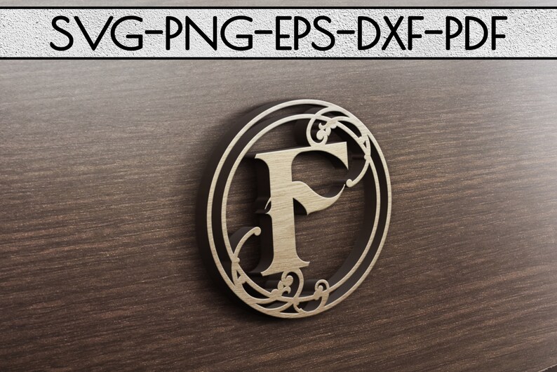 Monogram f papercut template vinyl laser cut circle frame | Etsy