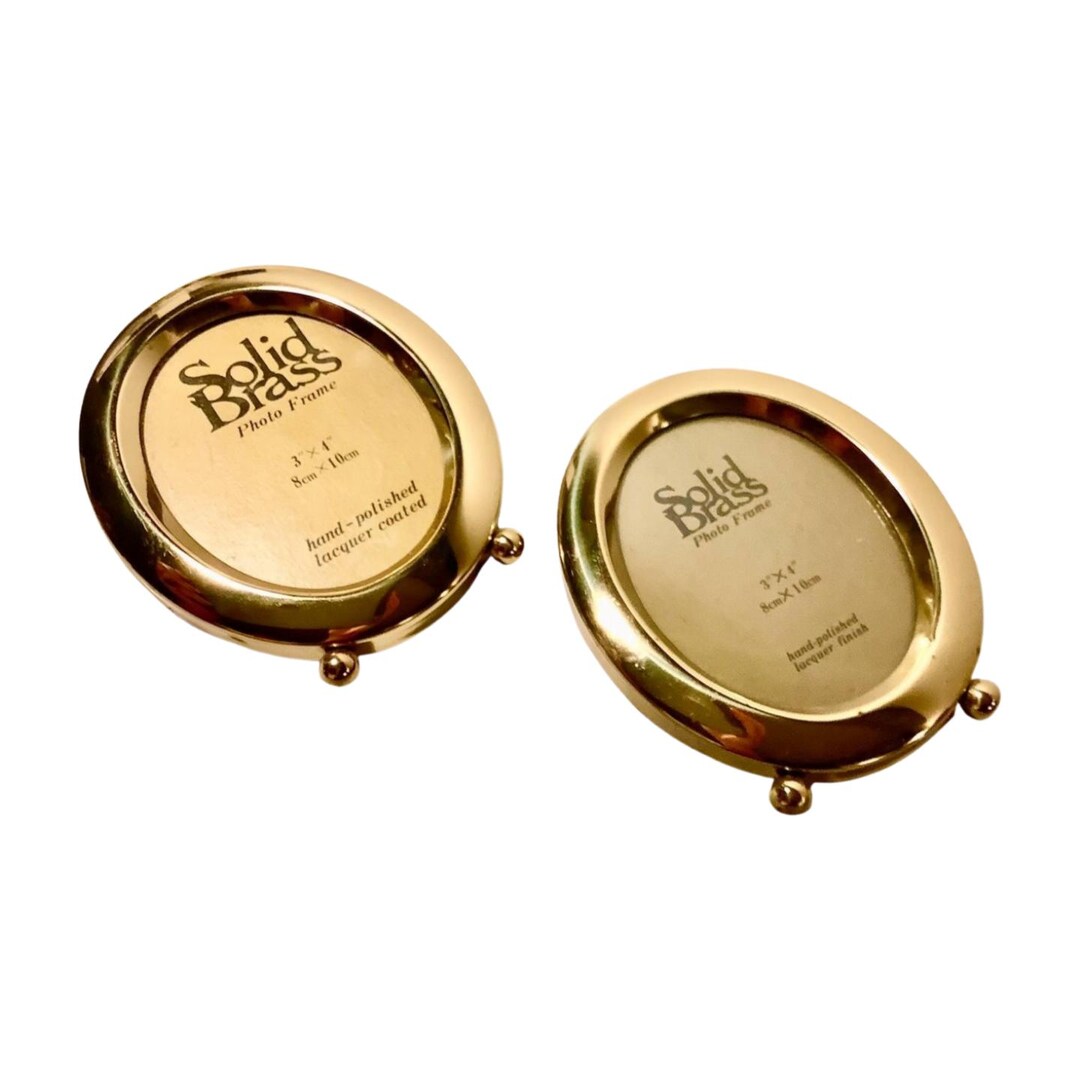 Oval Brass Picture Frames Set of 2 - Etsy