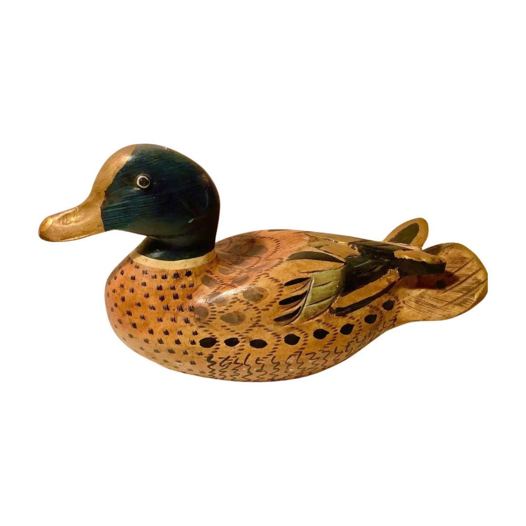 Vintage Handmade Wooden Duck - Etsy