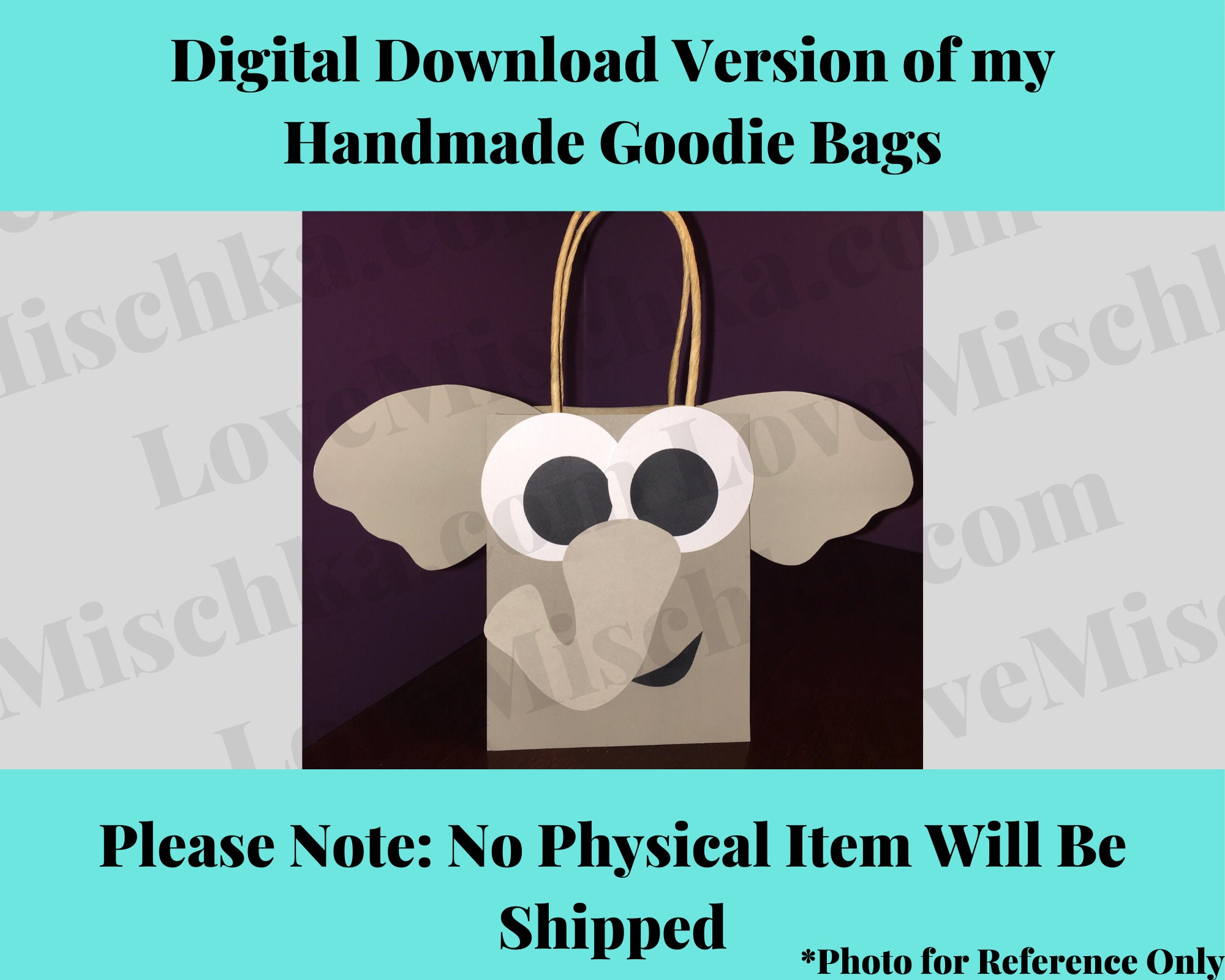 Elephant Party Favor Gift Bags / Goodie Bag / Instant Download / Jungle ...