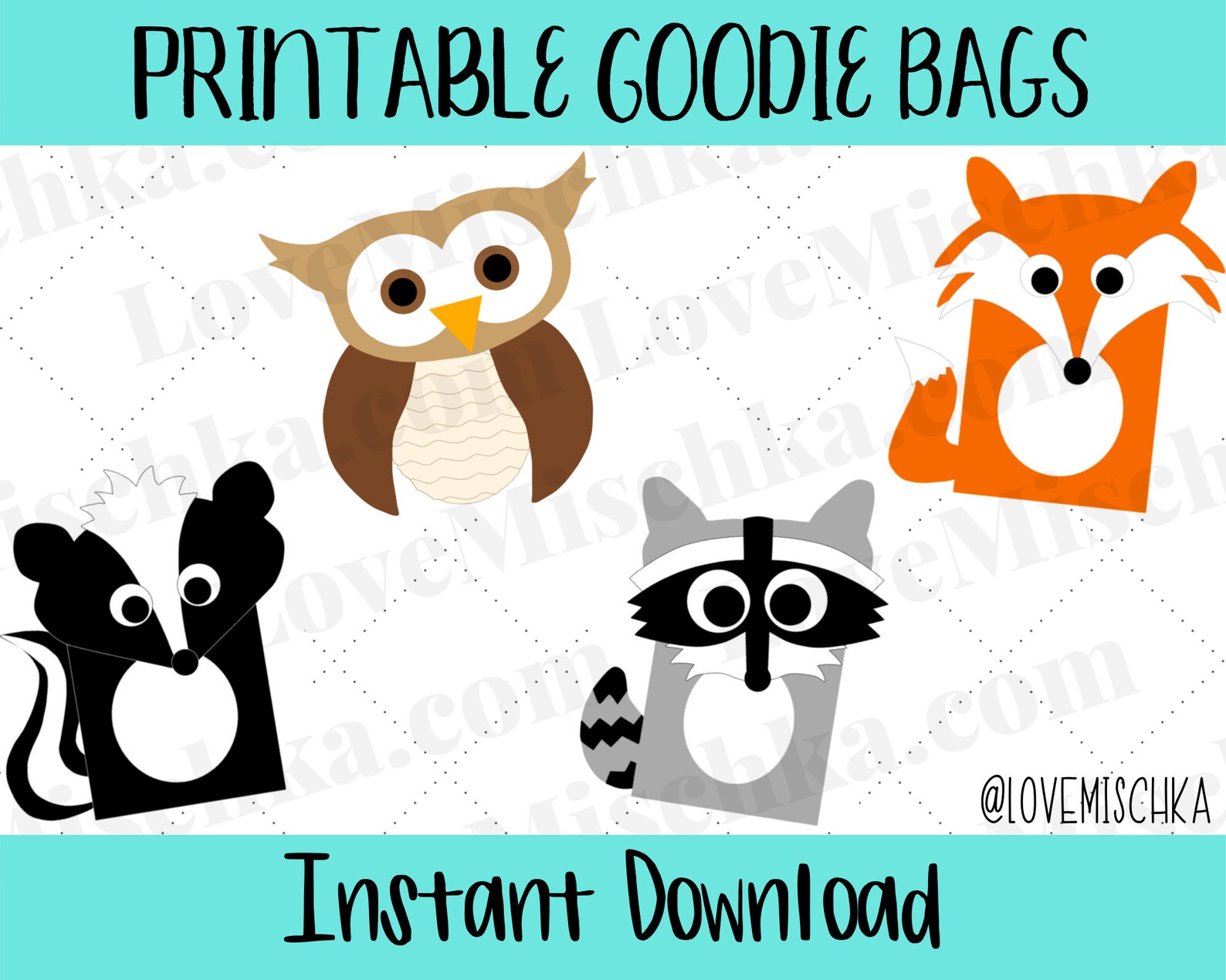Set of Printable Woodland Goodie Bags / Forest Animals / Woodland ...