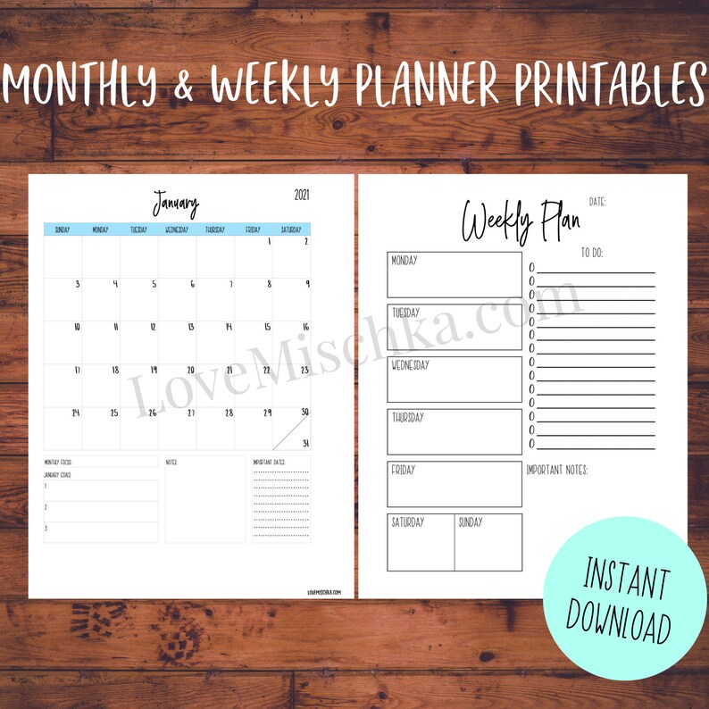 2021 Printable Planner Bundle Daily Planner Productivity Planner ...