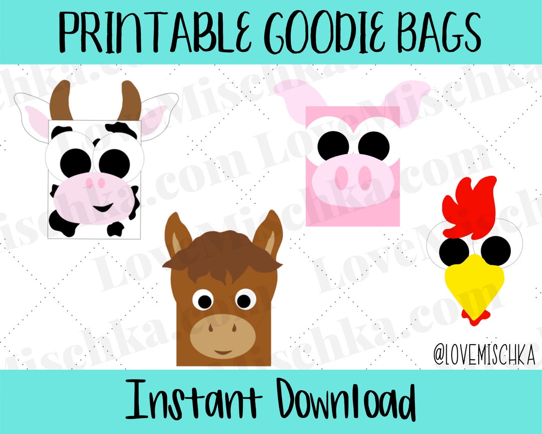 Set of Printable Barnyard Goodie Bags / Farm Party Favor Gift Bags/ DIY ...