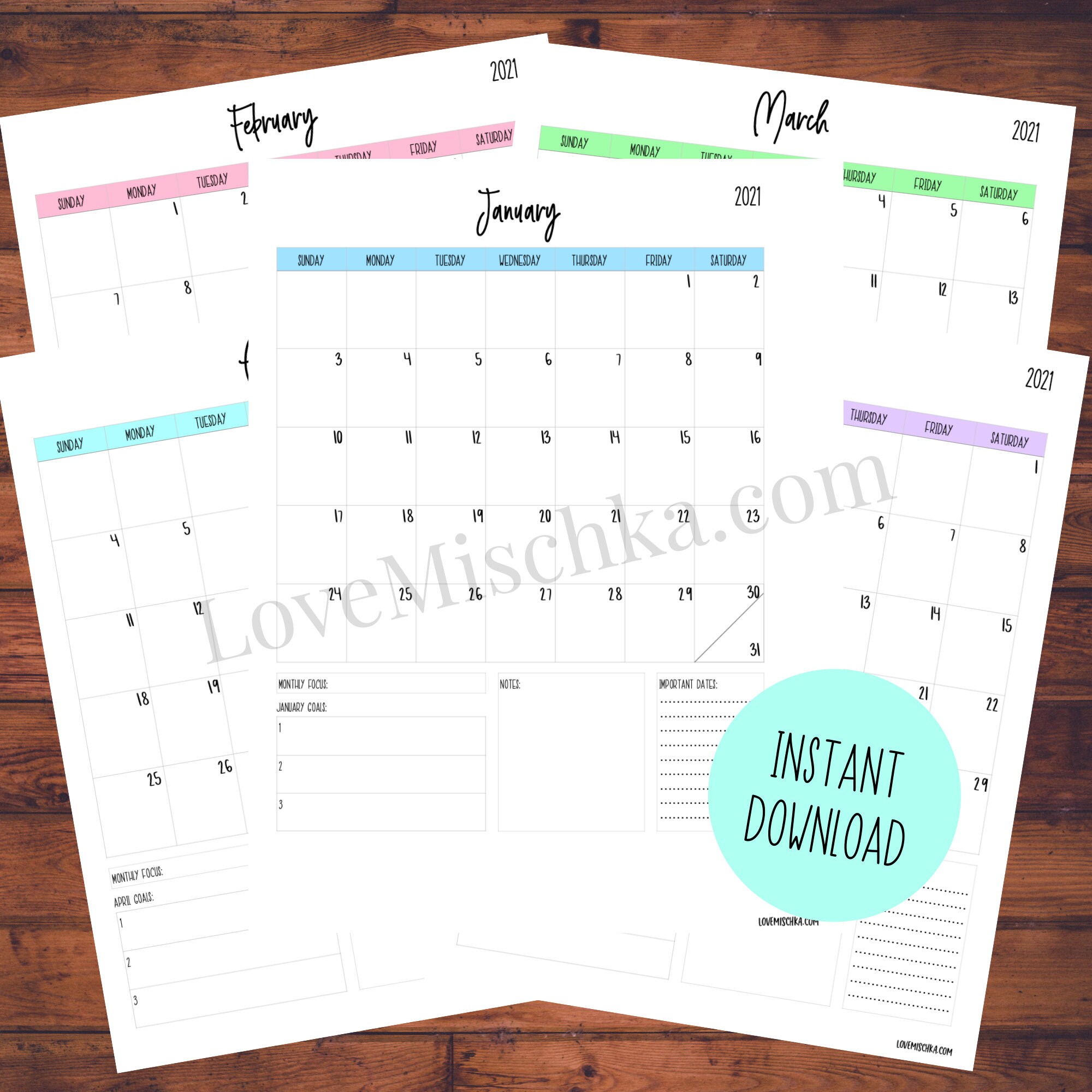 2021 Printable Planner Bundle Daily Planner Productivity Planner ...