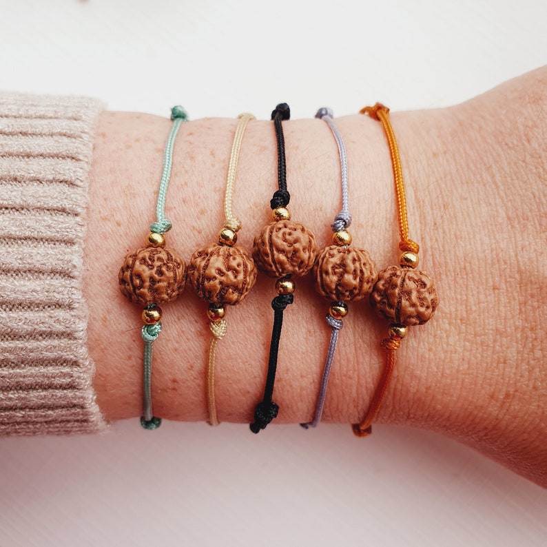 Rudraksha Bracelet, Adjustable Sliding Knots, 8mm Rudraksha Seed 5 ...
