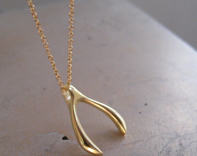 Gold Wishbone Necklace, Good Luck Jewellery, Gold Layering Necklace ...
