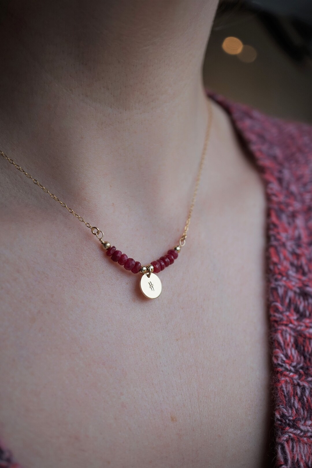 Personalised Ruby Necklace, Ruby Silver, Ruby Gold, Ruby Rose Gold ...